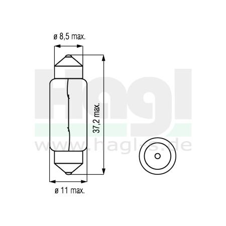 Soffitte 6V 5 W VE=10 Stueck - Sockel SV8,5 10 x 36 - 100 16 953
